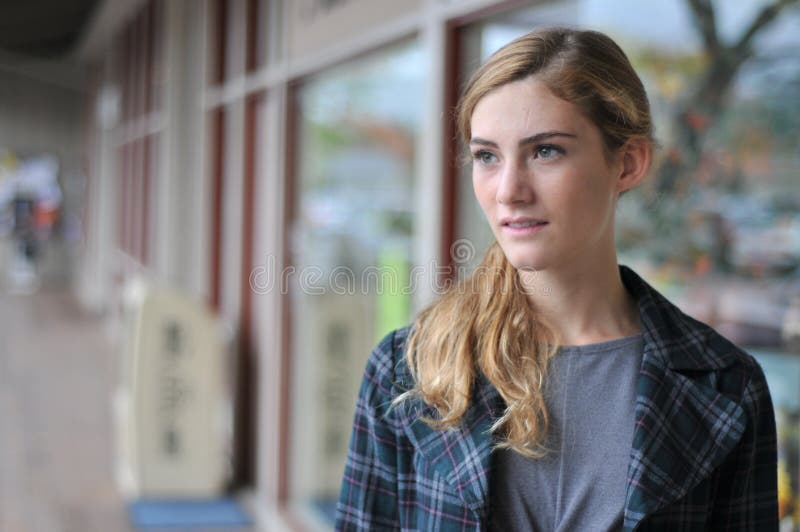 Teenage Shopper in Front Stores Stock Photo - Image of shops, windows ...
