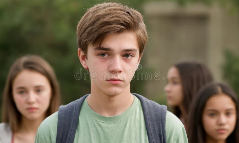 Teenage Student Feeling Excluded from Group of Classmates Stock ...