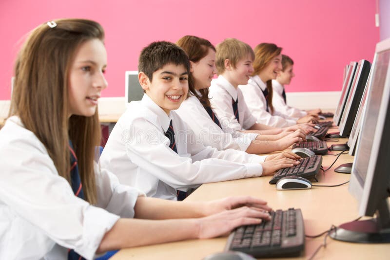 Teenage Students in it Class Using Computers Stock Image - Image of ...