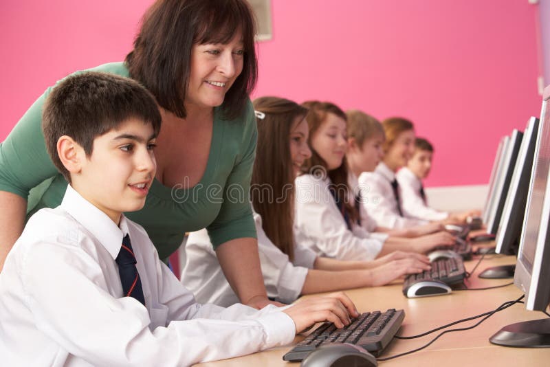 Teenage Students in it Class Using Computers Stock Photo - Image of ...