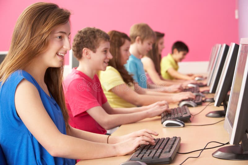 Teenage Students in it Class Using Computers Stock Photo - Image of ...