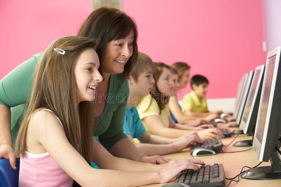 Teenage Students in it Class Using Computers Stock Photo - Image of ...