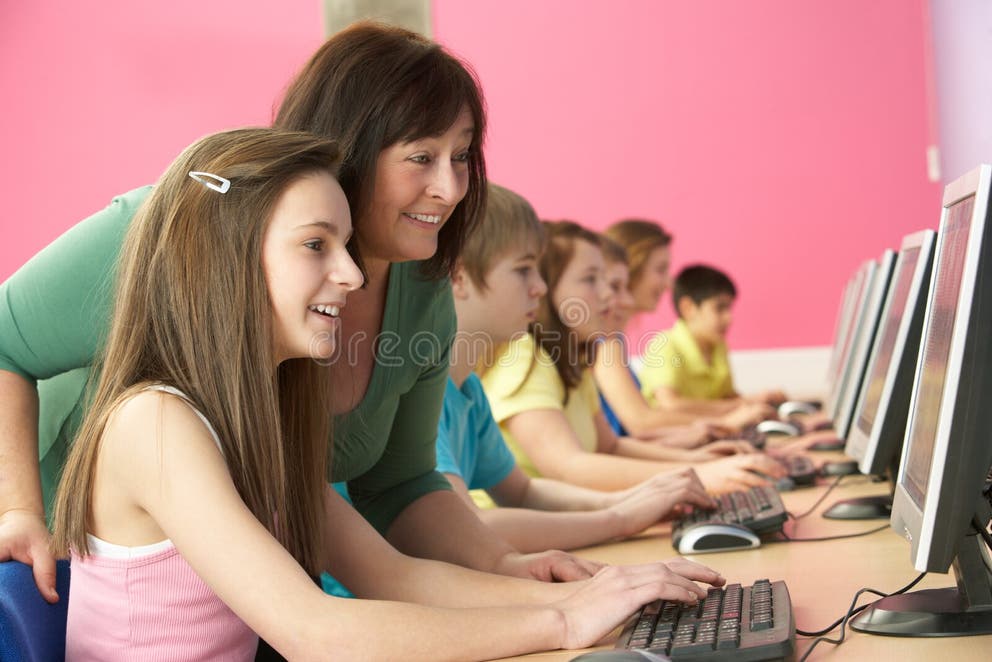 Teenage Students in it Class Using Computers Stock Photo - Image of ...