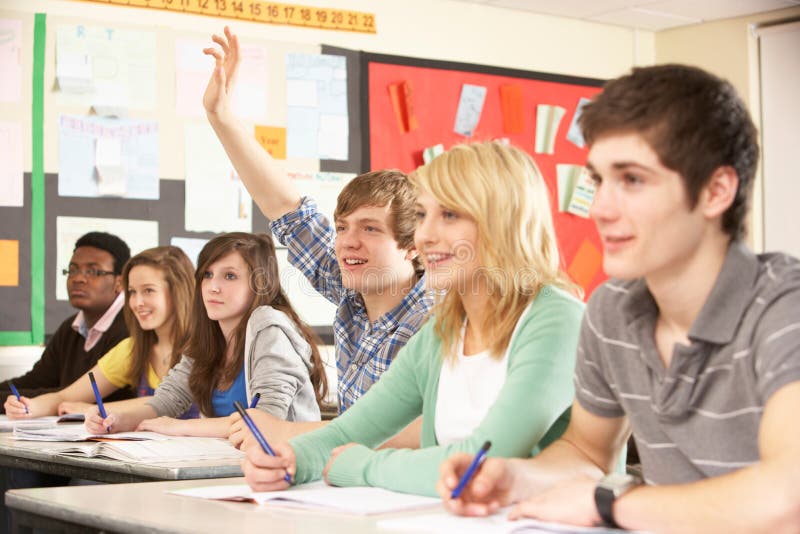 Teenage Students Studying in Classroom Stock Image - Image of female ...