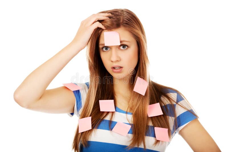 Post it note on forehead stock photo. Image of caucasian - 22052002