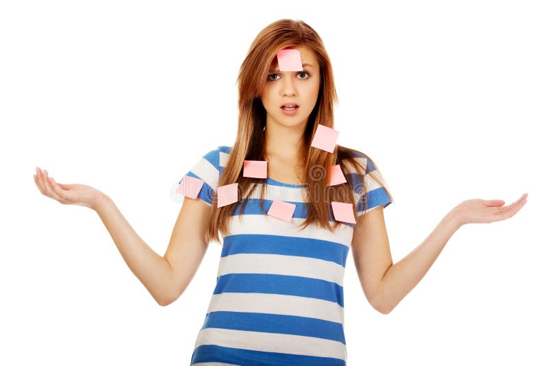 Post it note on forehead stock photo. Image of caucasian - 22052002