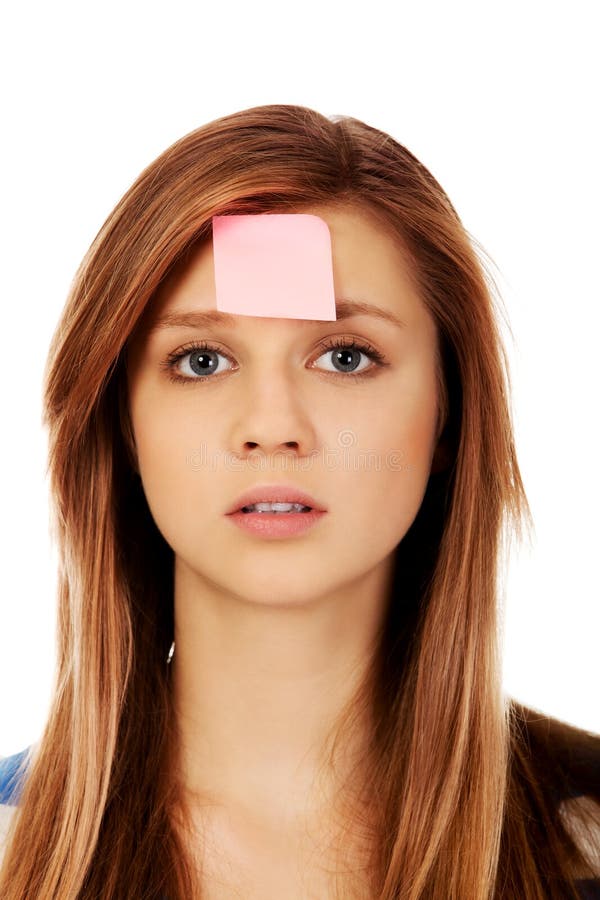 Teenage Woman Sticky Notes Forehead Stock Photos - Free & Royalty-Free ...