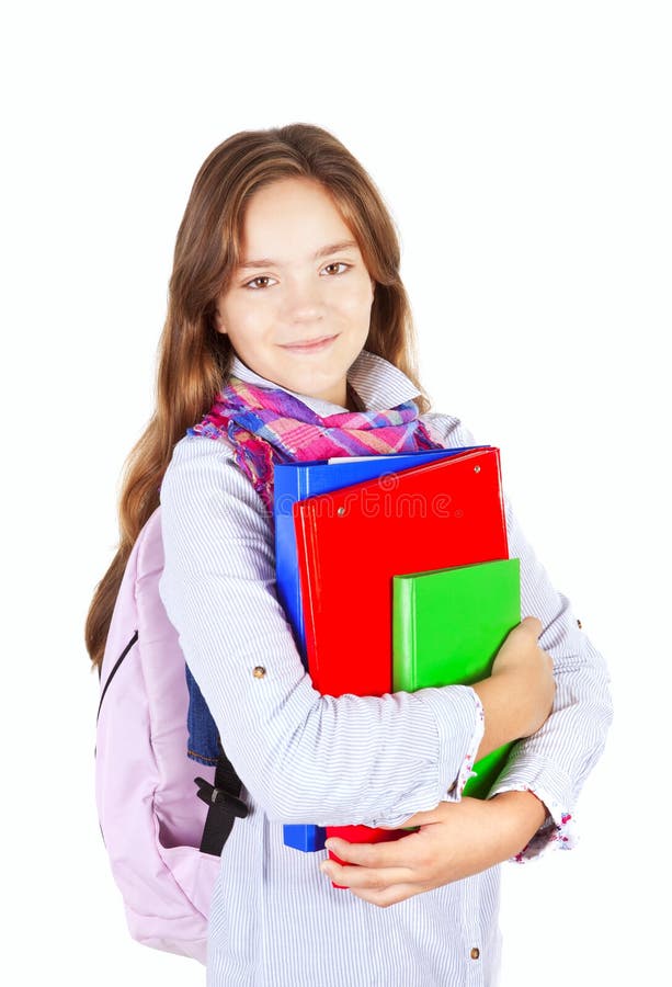 Teenager with her backpack stock image. Image of clothing - 19827147