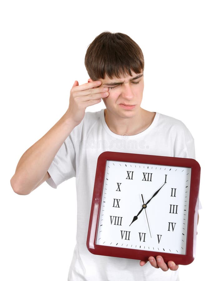 Teenager with Big Clock stock image. Image of gape, morning - 35377583