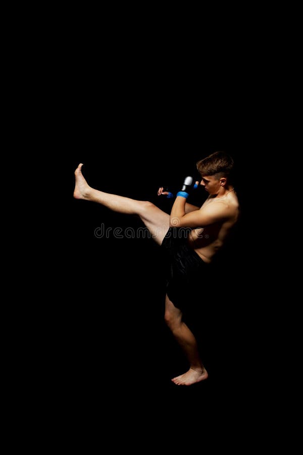 Teenager boxing in studio. stock photo. Image of combative - 103418578