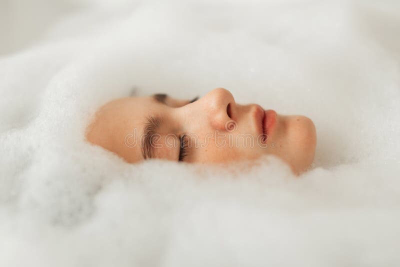 Teenager Boy Taking Bubble Bath Stock Image - Image of mouth, organ ...