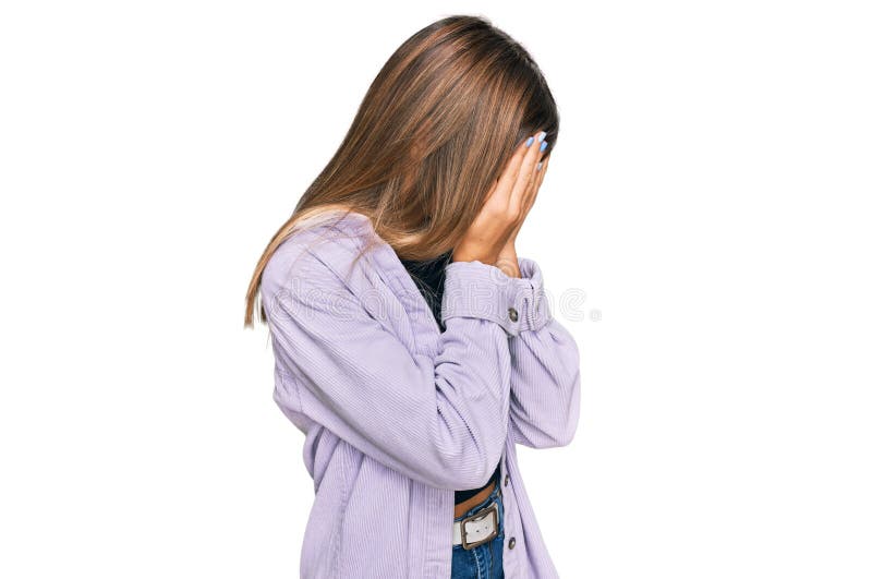 Teenager Caucasian Girl Wearing Casual Clothes With Sad Expression