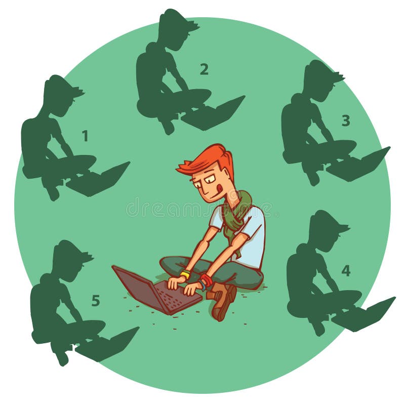 Teenager Computer Shadow Visual Game. Solution No.3 Stock Vector ...