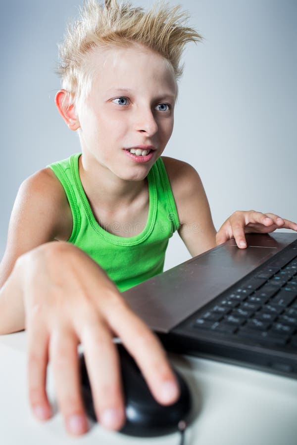 Teenager at a computer stock image. Image of caucasian - 56759805