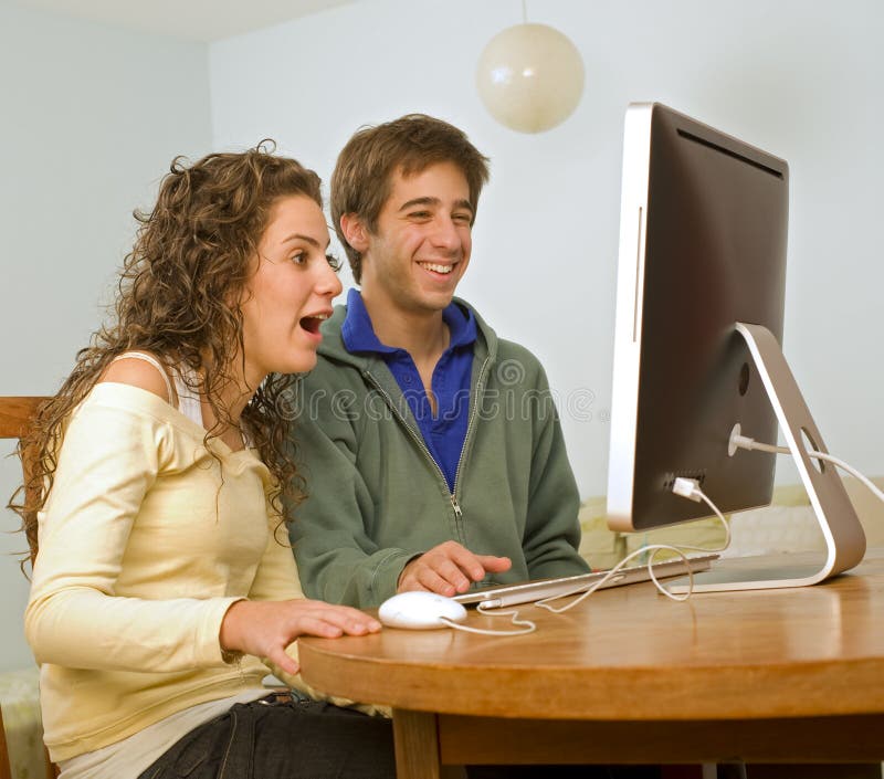 Teenager couple computer stock photo. Image of attractive - 7602062