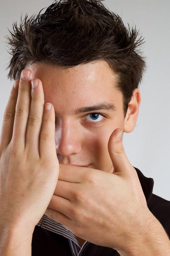 Teenager Covering Half Face Stock Photo - Image of look, expression ...