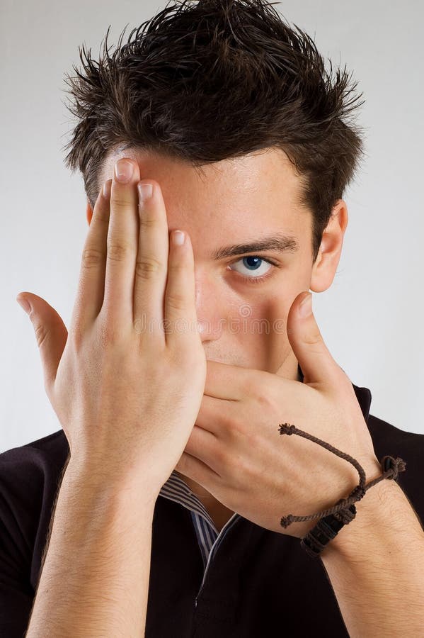 Teenager Covering Half Face Stock Image - Image of teenager, model: 8312723