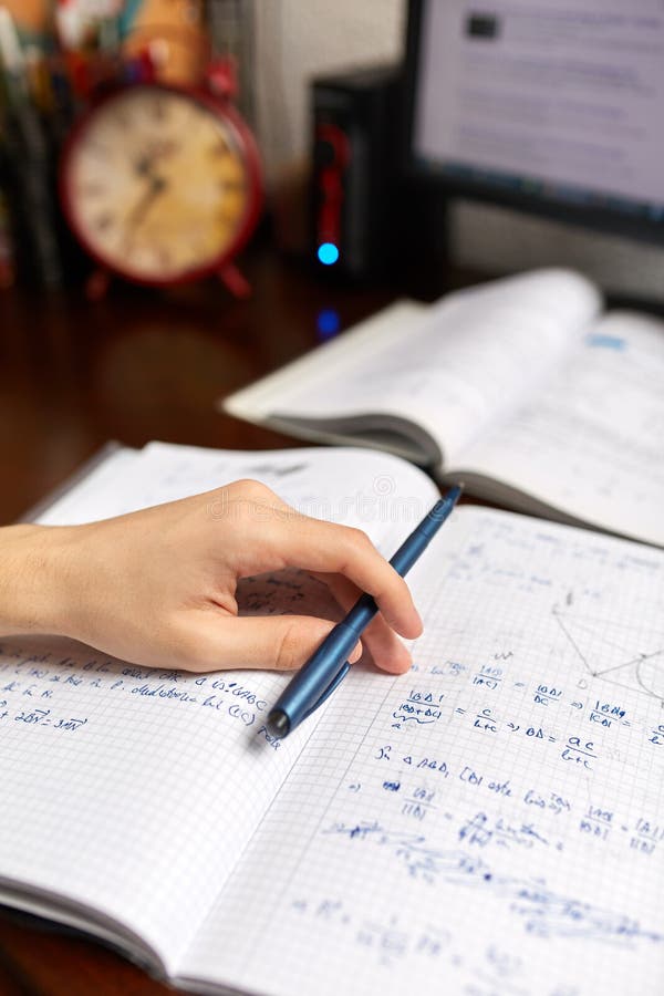 Teenager Doing Homework with Computer Stock Photo - Image of happy ...
