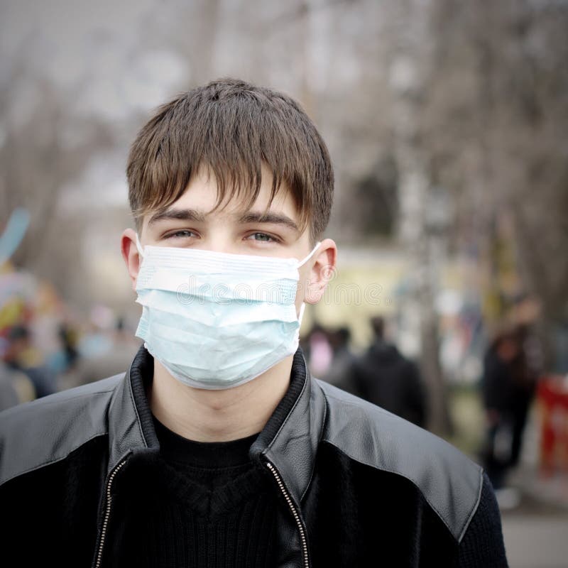 Teenager in Flu Mask stock photo. Image of outing, protection - 46587254