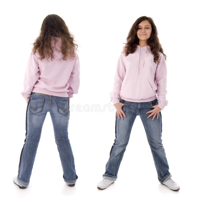 Teenager Girl. Front and Back. Stock Photo - Image of casual, jeans ...