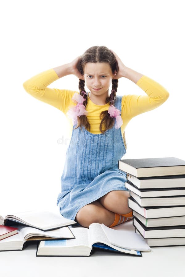Teenager Girl Have Problems in Education Stock Image - Image of front ...