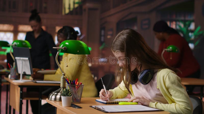 Teenager Girl Highlighting the Important Notes for the Studying Session ...