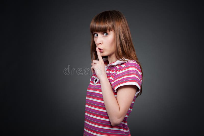 Teenager girl hushing stock image. Image of person, portrait - 16161725