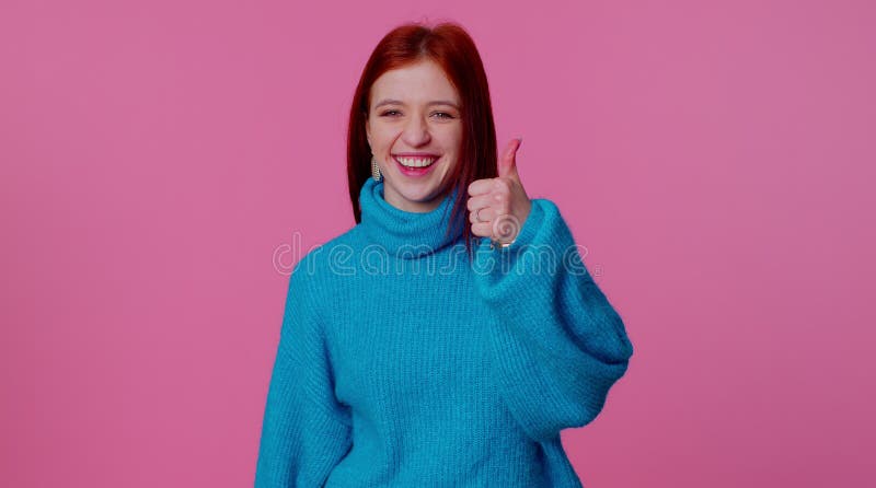 Teenager Girl Raises Thumbs Up Agrees Or Gives Positive Reply