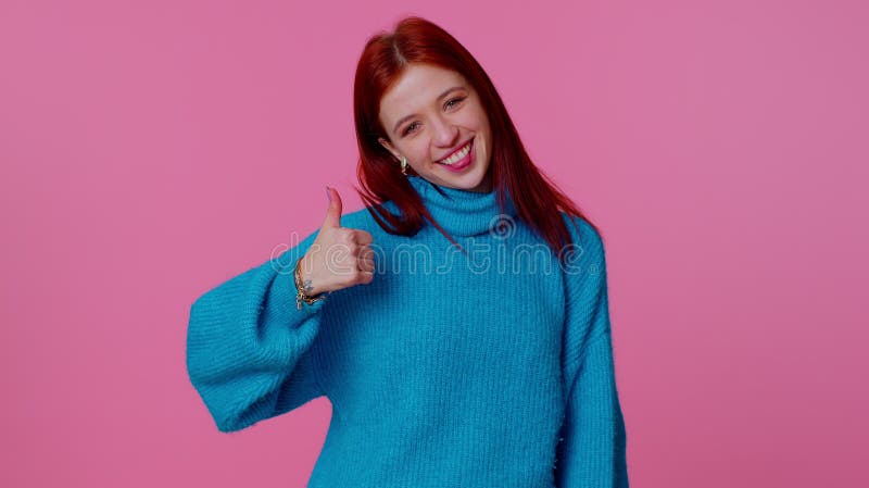 Teenager Girl Raises Thumbs Up Agrees Or Gives Positive Reply