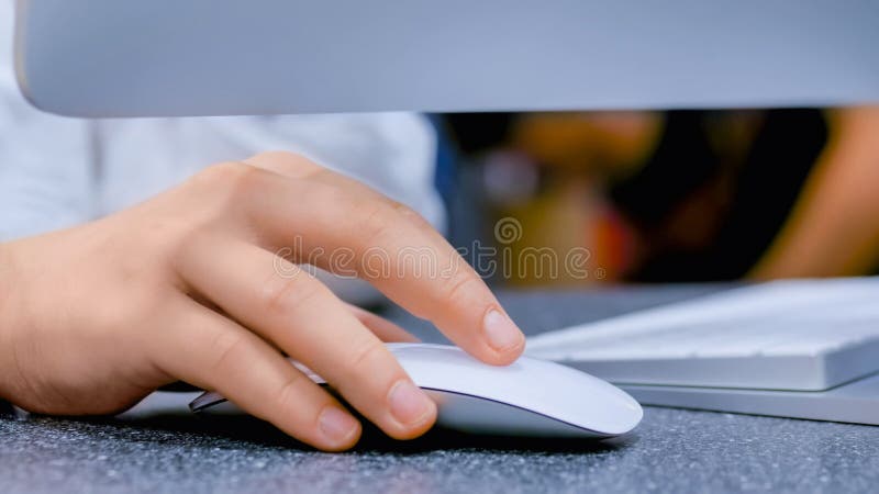 Teenager Hand with White Mouse Stock Image - Image of closeup, desktop ...