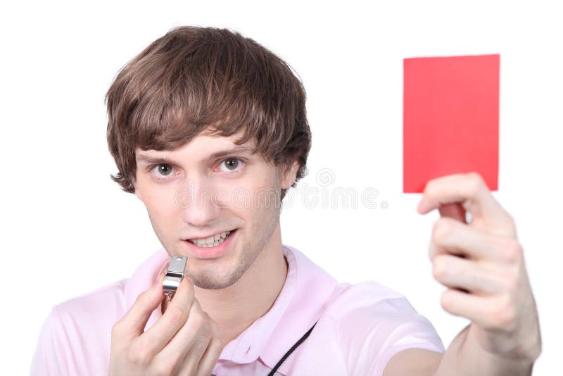 Teenager Holding a Red Card Stock Photo - Image of closeup, frontview ...