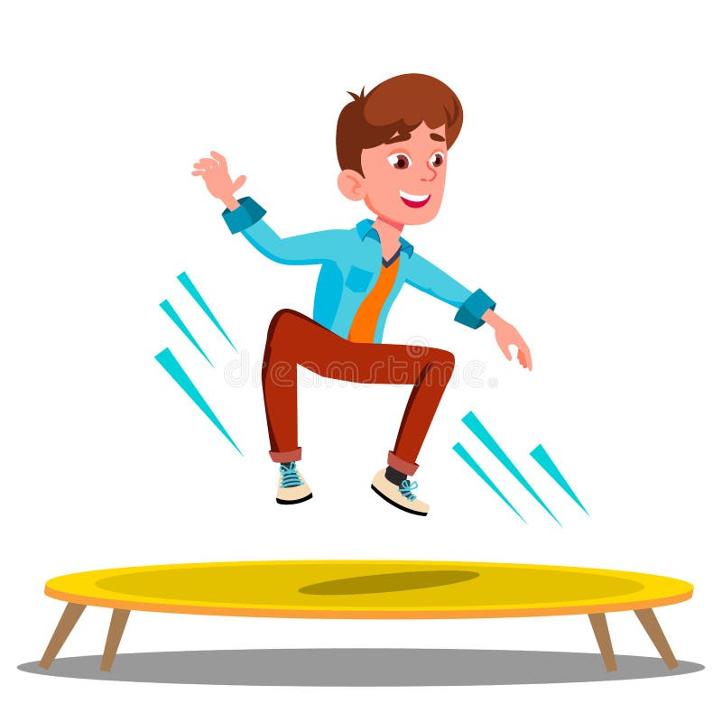 Teenager Jumping on a Trampoline Vector. Isolated Illustration Stock ...