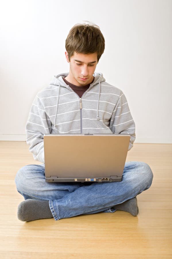 Teen using laptop stock photo. Image of media, happy, hair - 1938804