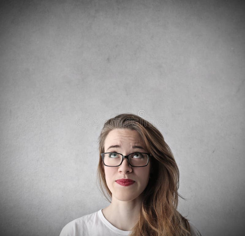 Teenager Looking Up and Thinking of Something Stock Image - Image of ...