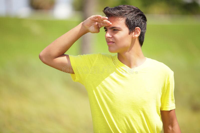Teenager on the lookout stock image. Image of selective - 25651621