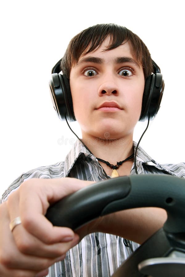 The Teenager Operates a Computer Rudder Stock Photo - Image of ...