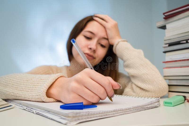 Teenager Overworked with Homework Stock Image - Image of complexity ...