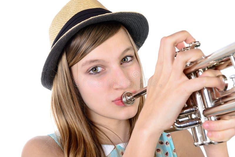 Teenage Girl Trumpet Hat Stock Photos - Free & Royalty-Free Stock ...