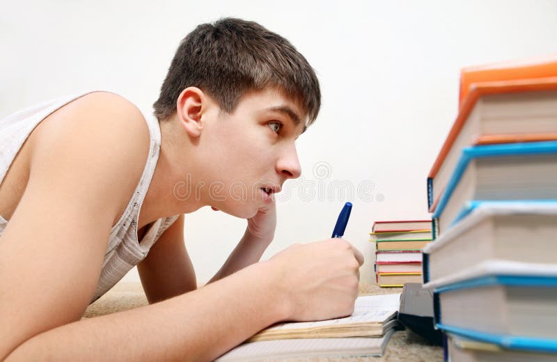 Teenager Preparing for Exam Stock Image - Image of room, examination ...
