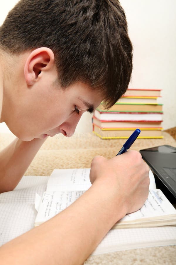 Teenager Preparing for Exam Stock Photo - Image of student, indoor ...