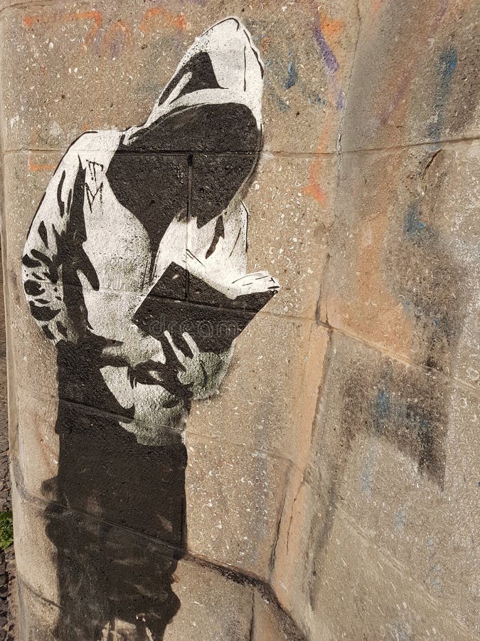 Teenager Reading the Book, Graffiti Editorial Stock Image - Image of ...