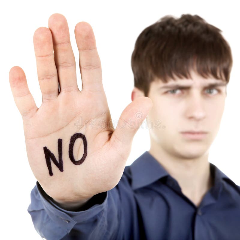 Teenager with Refusal Gesture Stock Photo - Image of front ...