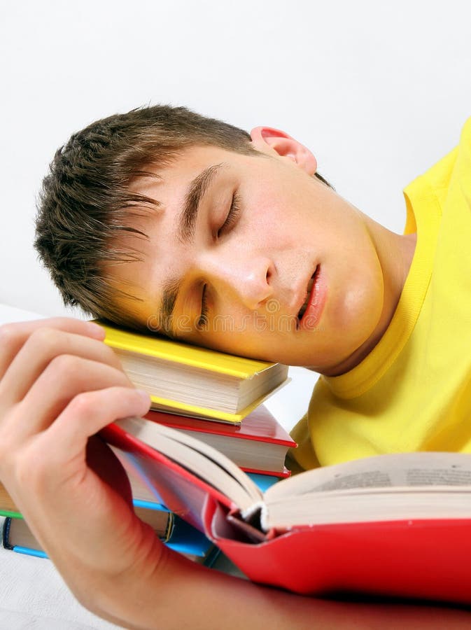 Teenager Sleep on the Books Stock Photo - Image of caucasian, sleeper ...