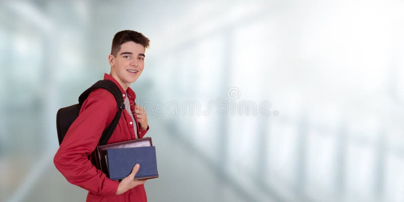 Teenager Student Boy with Books Stock Image - Image of student, college ...