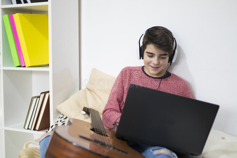 Teenager or Student Working with the Computer Stock Photo - Image of ...