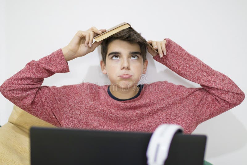 Teenager or Student Working with the Computer Stock Photo - Image of ...