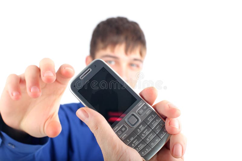 Teenager take phone stock image. Image of give, holding - 13624997
