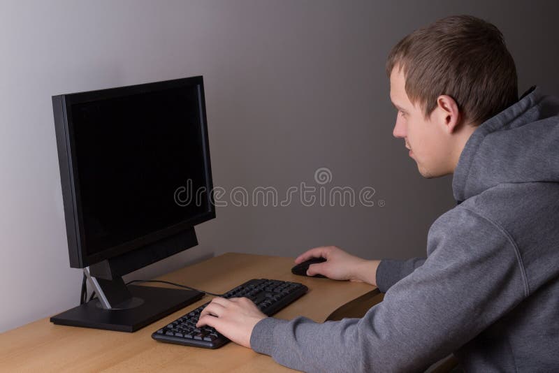 Teenager Using a Personal Computer Stock Photo - Image of black, home ...