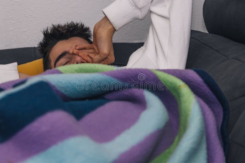 Teenager waking up sleepy stock image. Image of teenager - 215771889