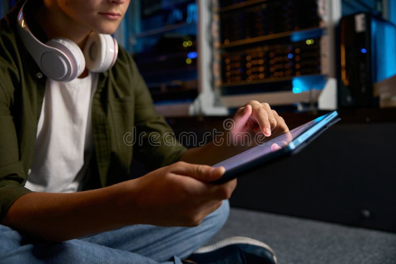 Young it Technician Repairing Computer in Modern Data Center Stock ...